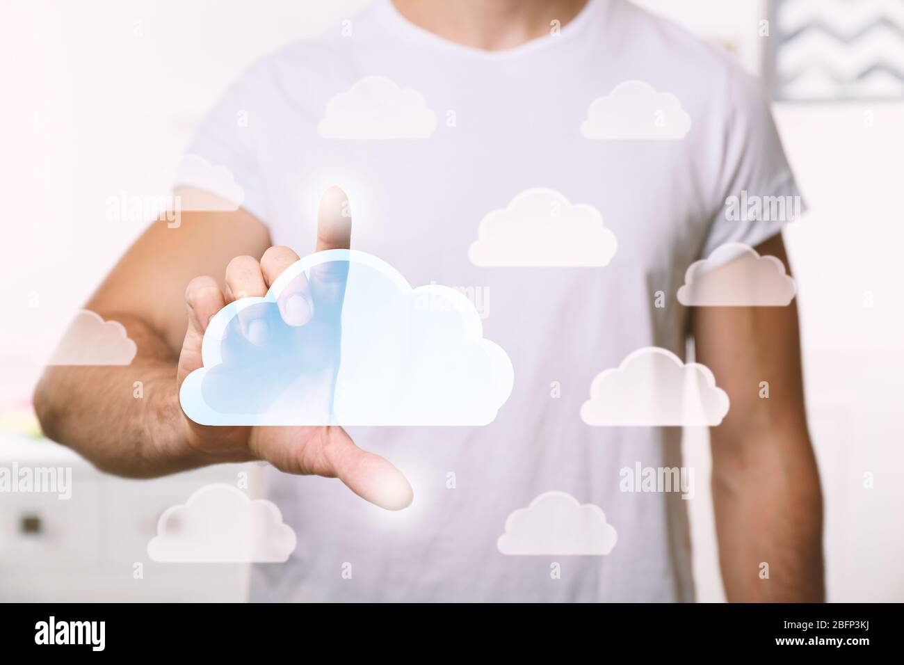 Cloud virtual screen. Cloud storage concept Stock Photo - Alamy