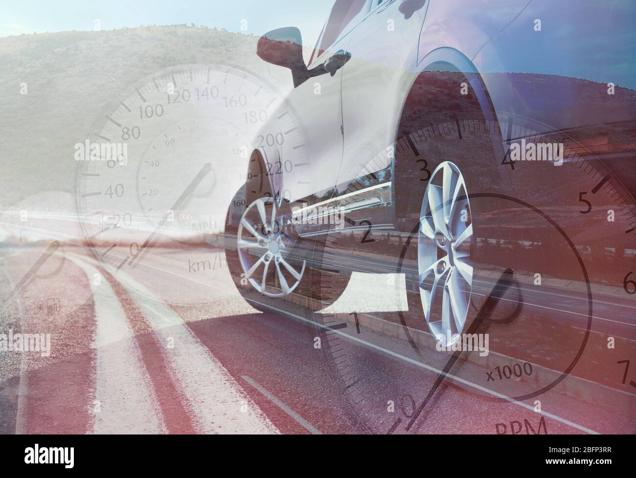 Speedometer on transparent car background Stock Photo - Alamy