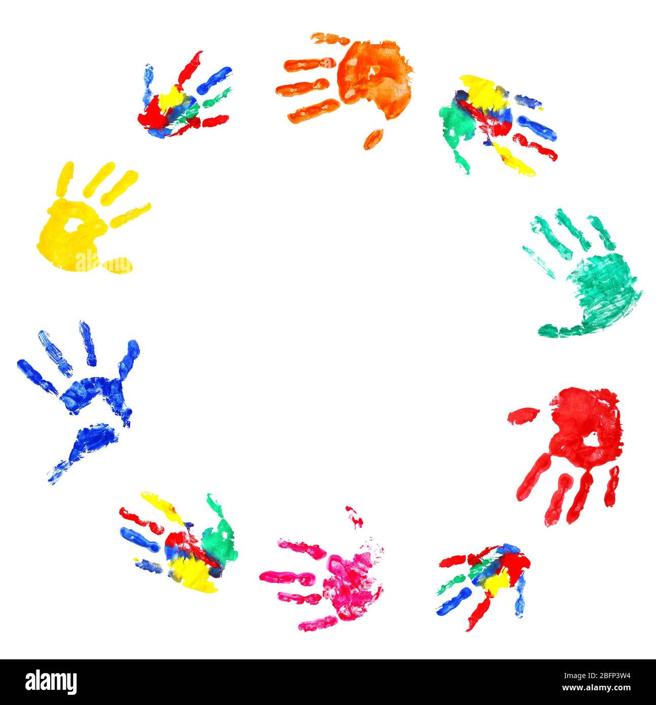 Collection of colorful hand prints, isolated on white background Stock ...