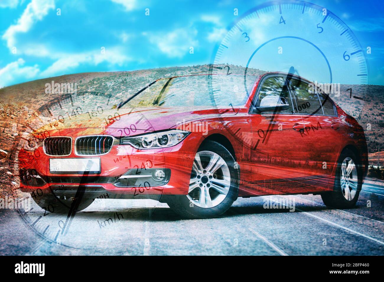 Speedometer on transparent car background Stock Photo - Alamy