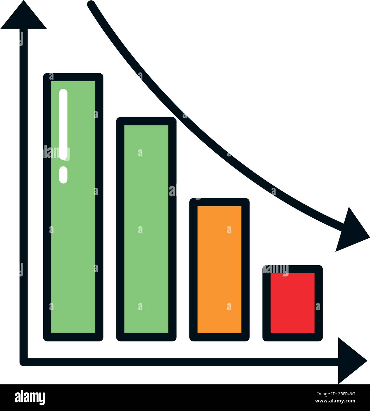 descending graphic bar chart icon over white background, line and style ...
