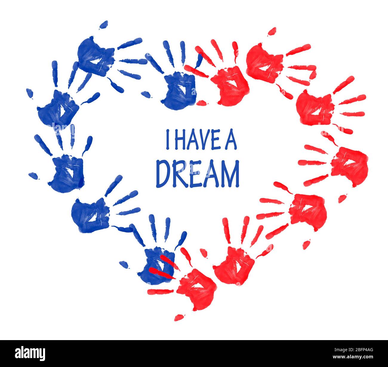 Martin Luther King Day. Print of human palm heart shaped, isolated on ...