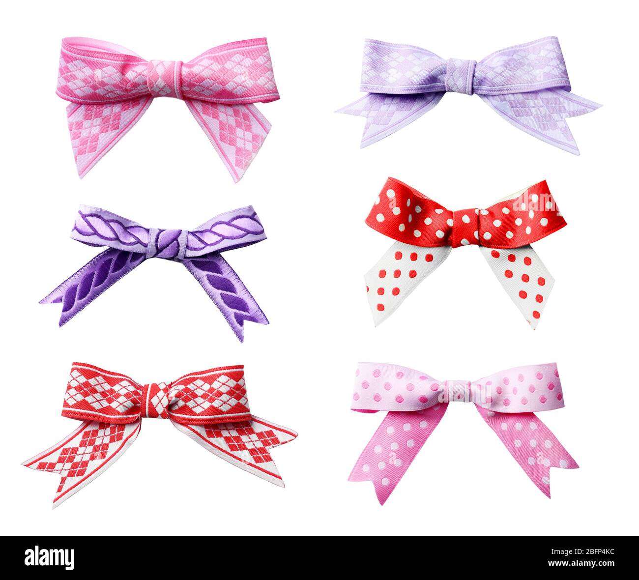 Set of decorative bows, isolated on white Stock Photo - Alamy