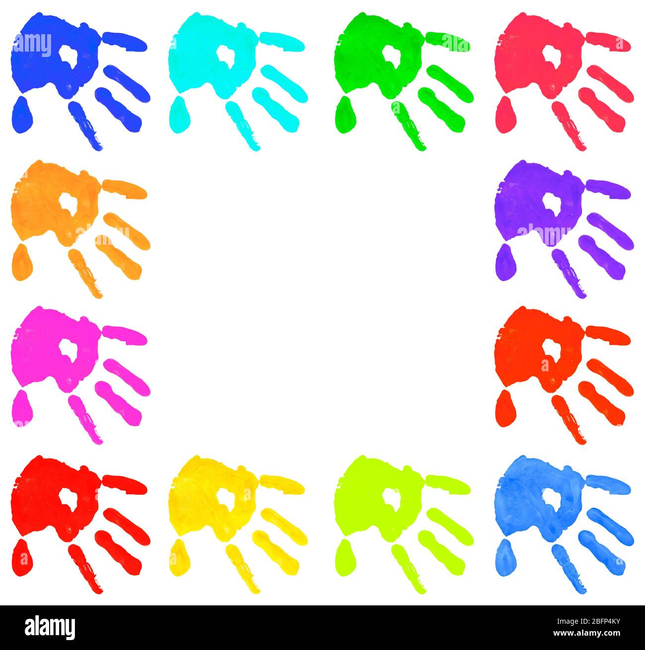 Collection of colorful hand prints, isolated on white background Stock ...