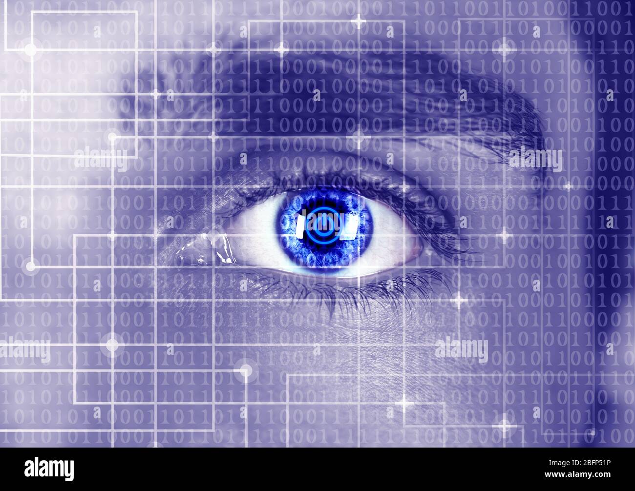 Human eye with button inside. Technology concept Stock Photo - Alamy