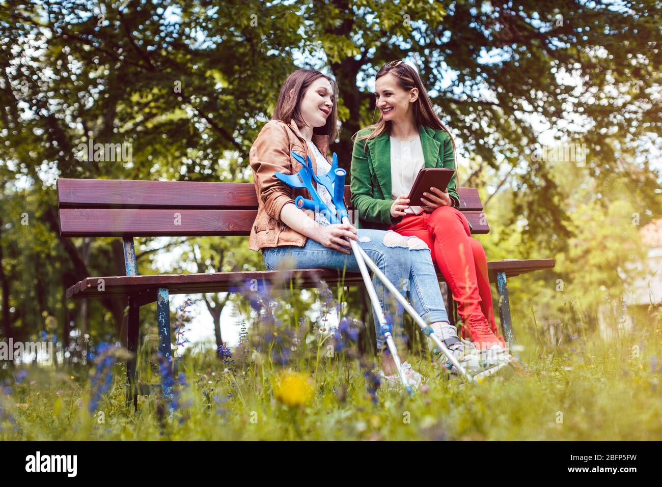 Broken leg woman crutches hi-res stock photography and images - Alamy