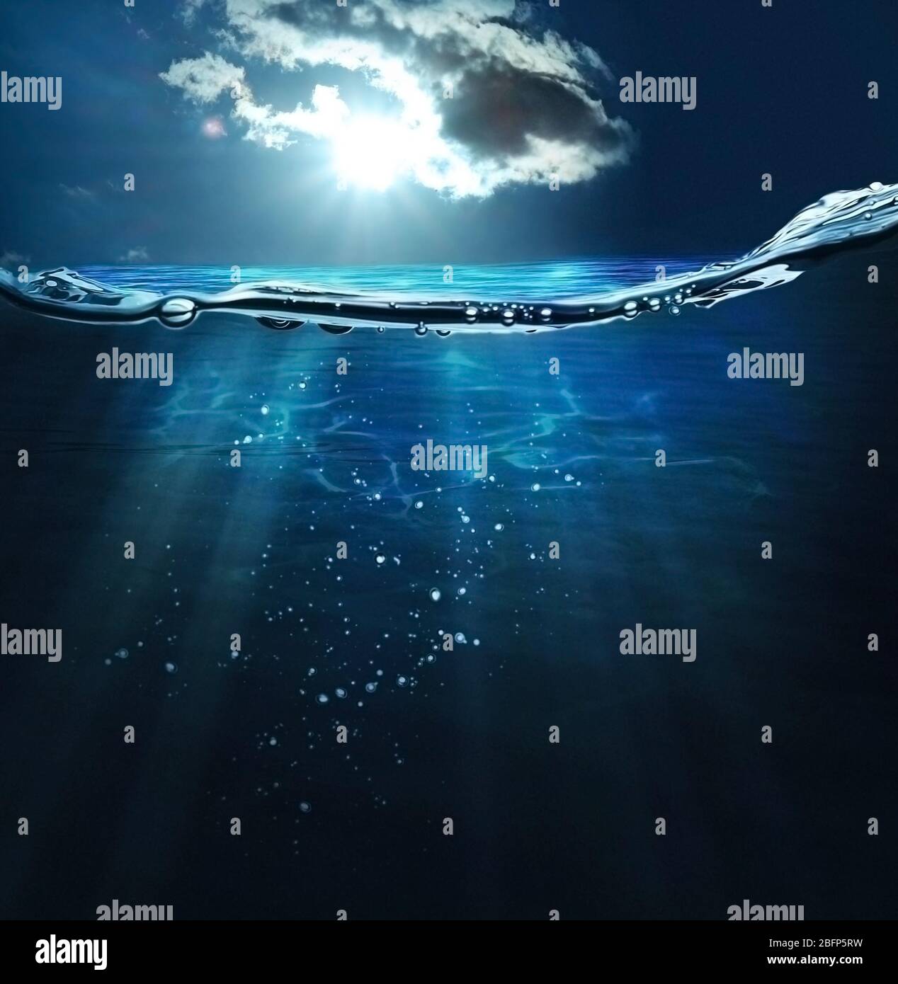 Beautiful seascape background. Sun light underwater Stock Photo - Alamy
