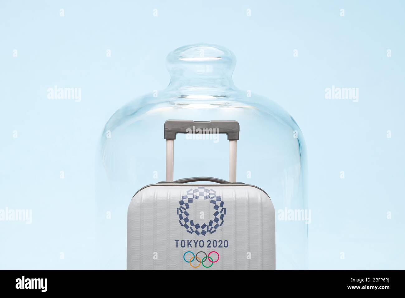 Belgrade, Serbia - 19th April 2020": suitcase with Tokyo 2020 Olympic ...