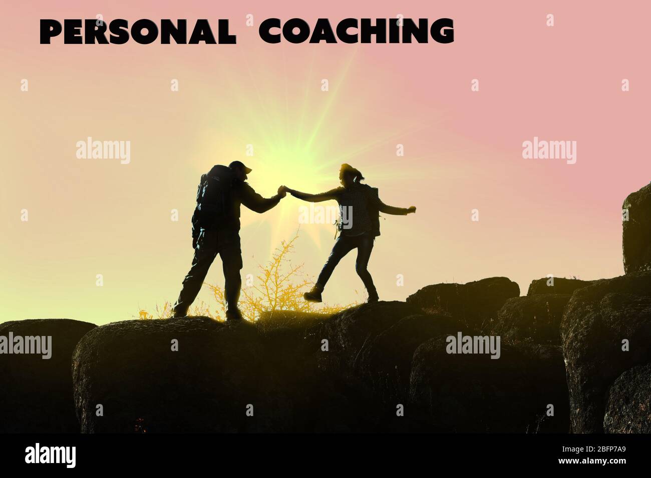 Teamwork help travel silhouette concept hi-res stock photography and ...