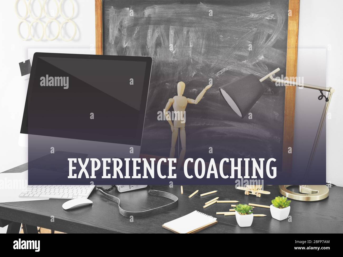Experience coaching concept. Comfortable workplace with modern computer ...