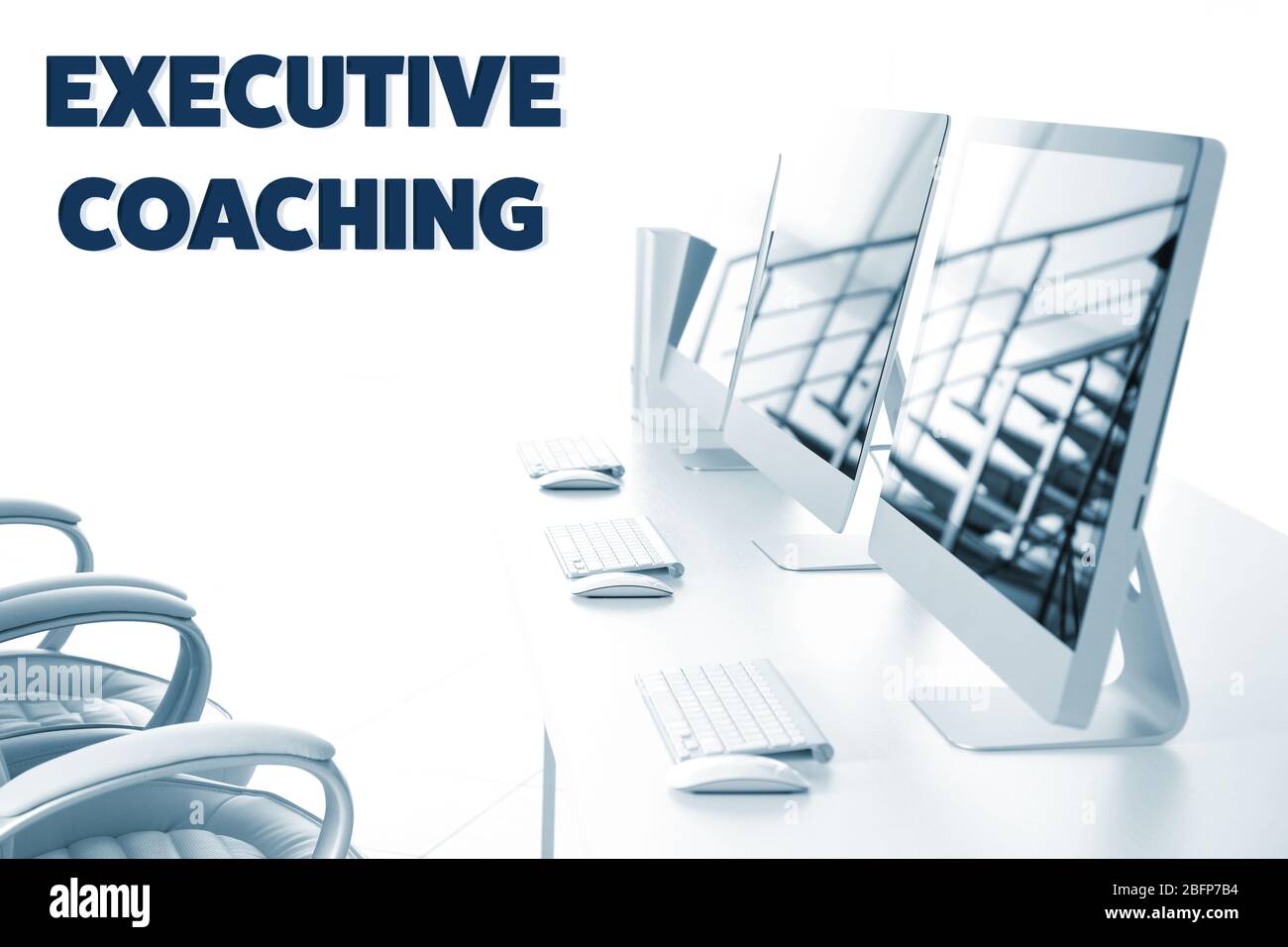 Modern computers in the office. Executive coaching concept Stock Photo ...