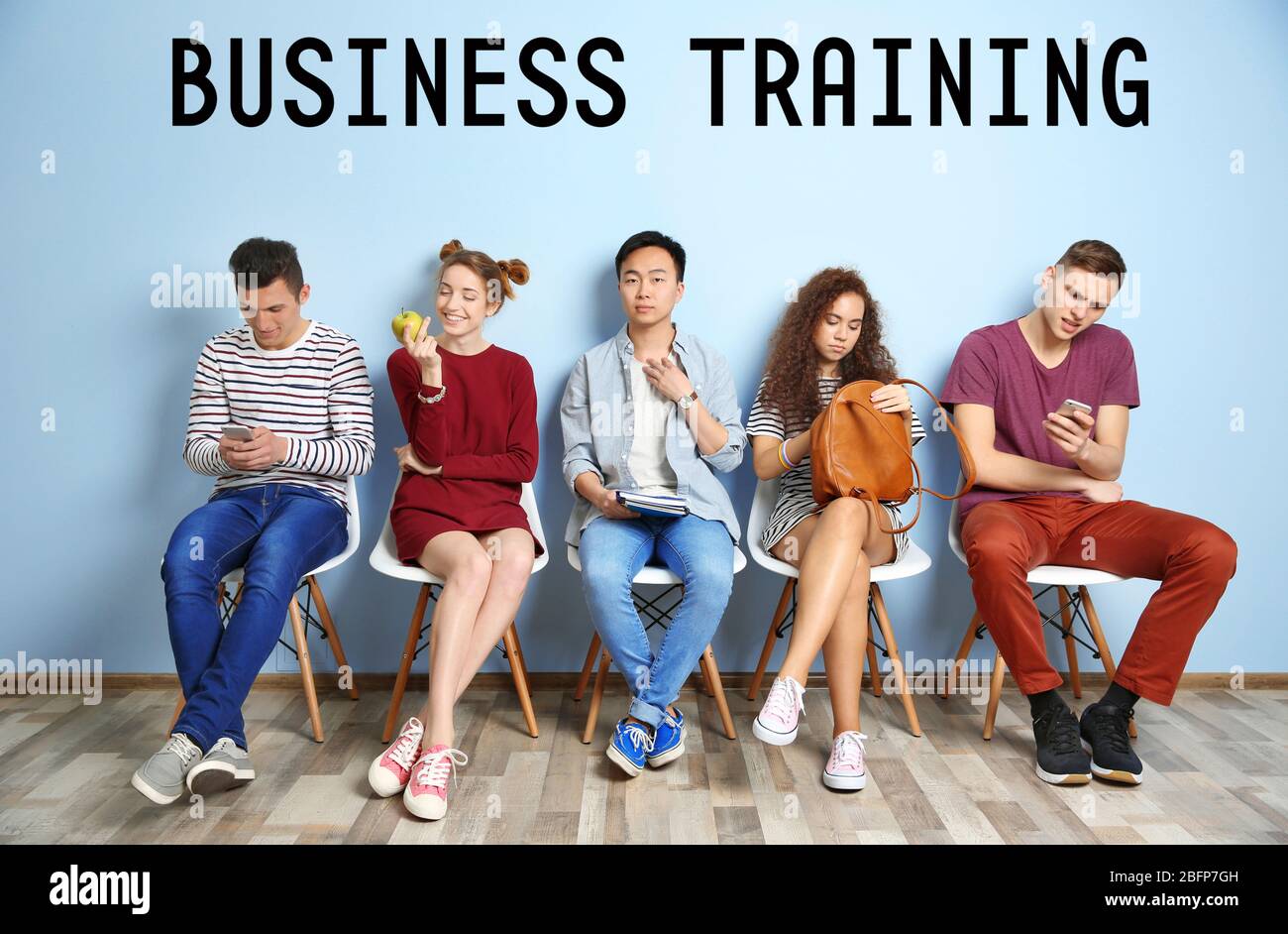 Business training concept. Group of people waiting indoors Stock Photo ...