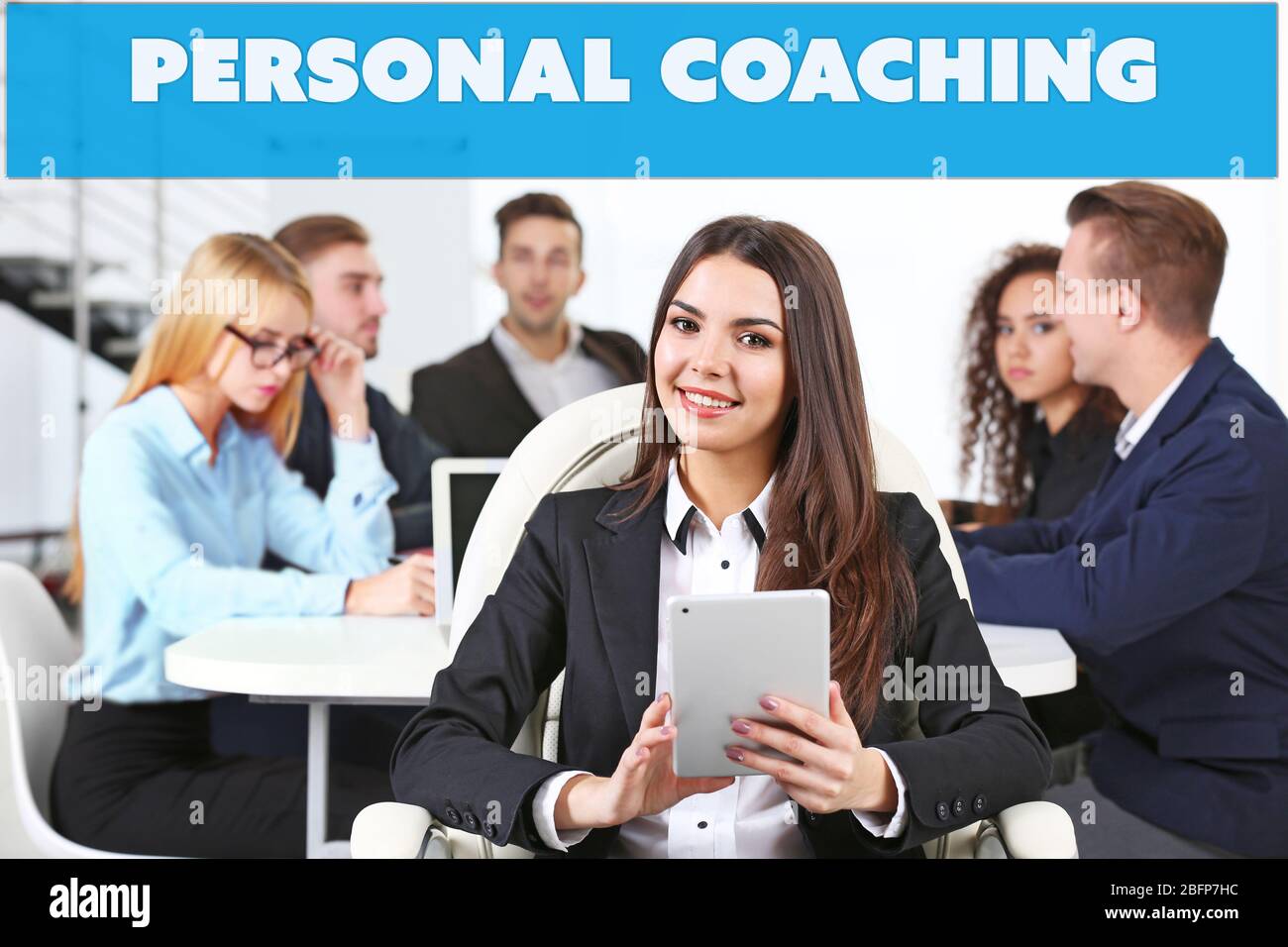 Personal coaching concept. Business woman in conference room at the ...