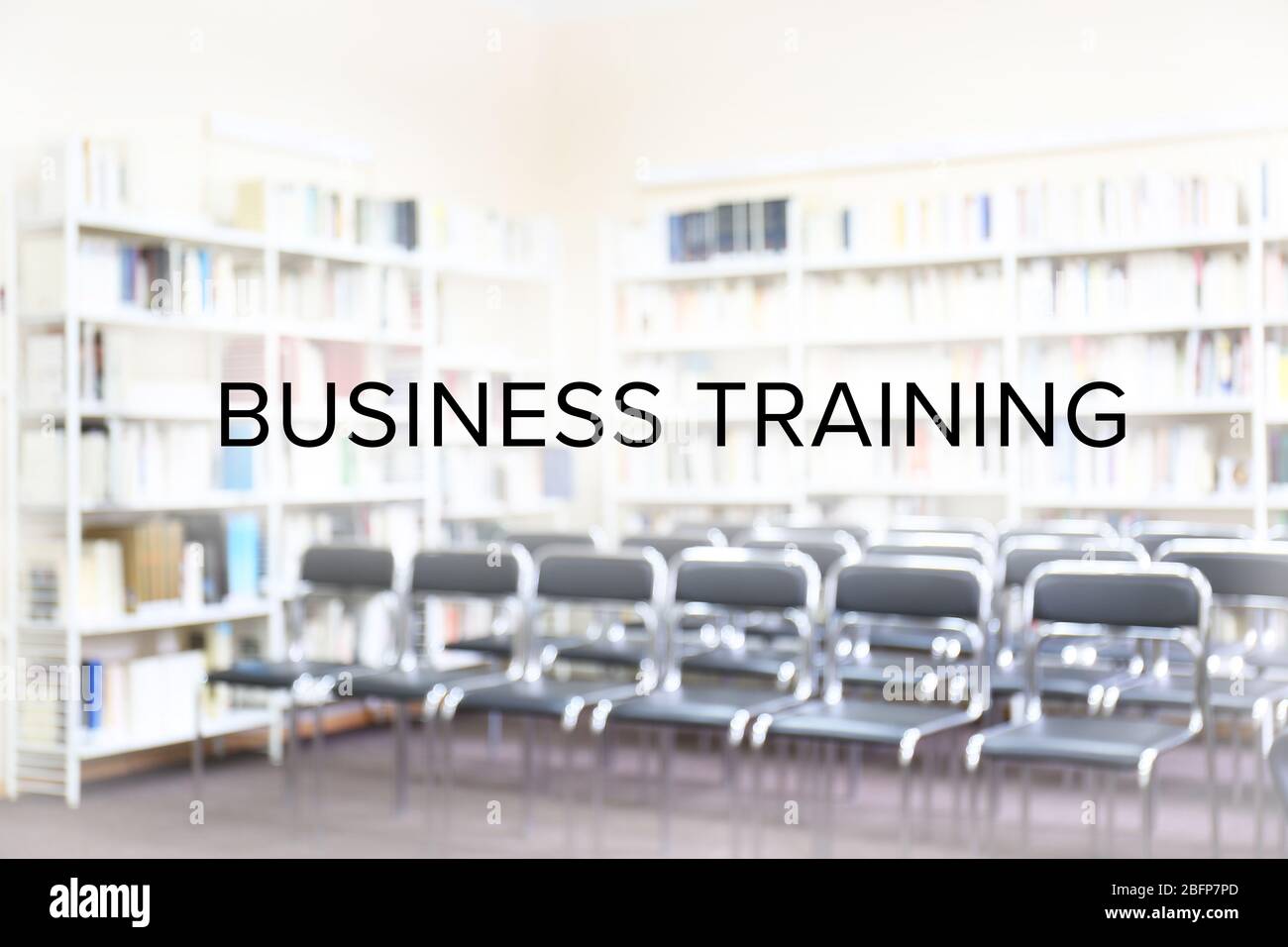 Business training concept. Modern library interior with chairs Stock ...