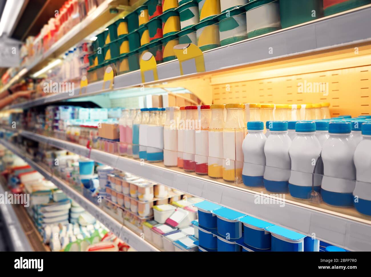 Diary produce on supermarket shelves Stock Photo - Alamy