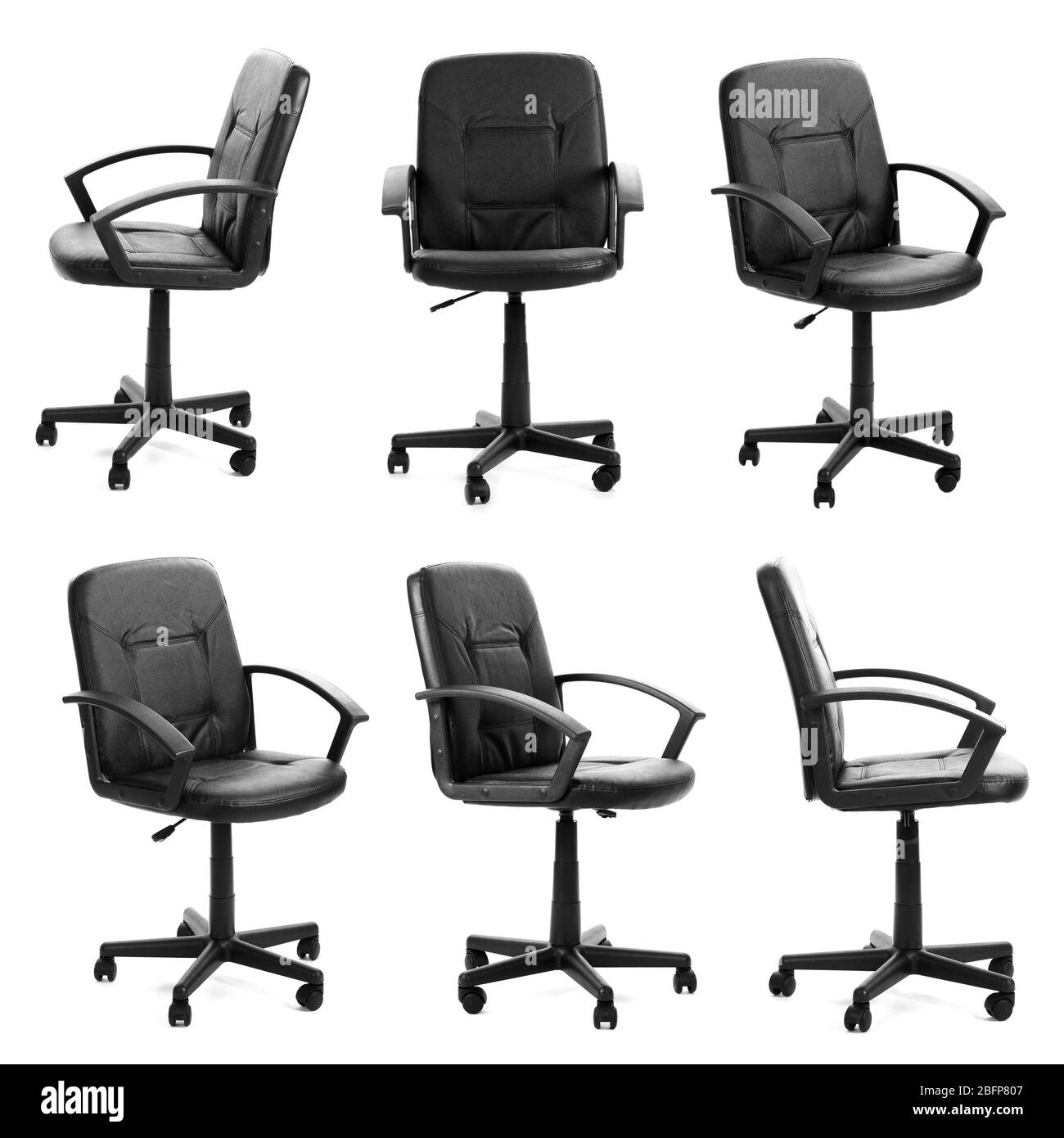 Collage of black office chair isolated on white Stock Photo - Alamy