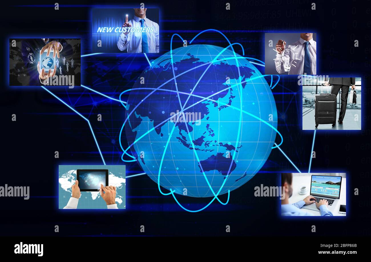 Digital earth. Global internet connection. Business network and social ...