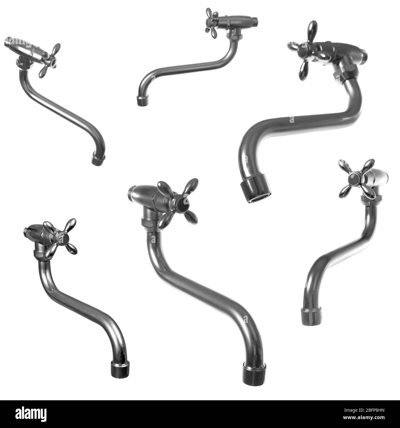 Collage of water faucets on white background Stock Photo - Alamy