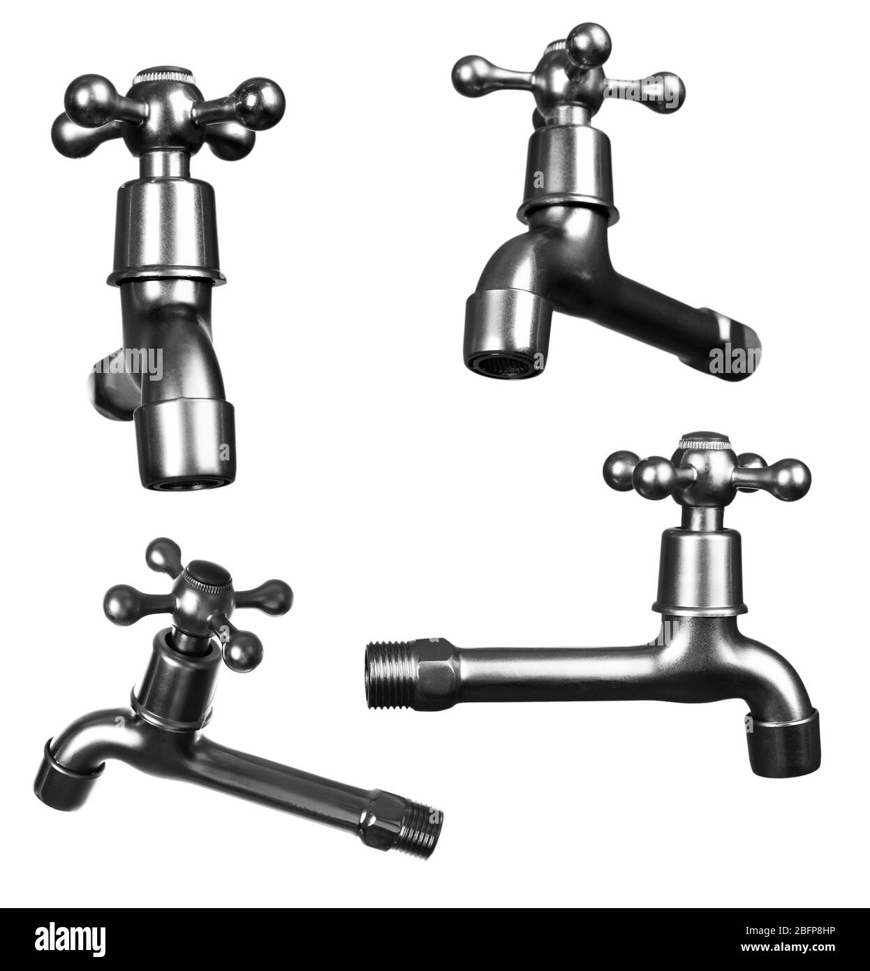 Collage of water faucets on white background Stock Photo - Alamy
