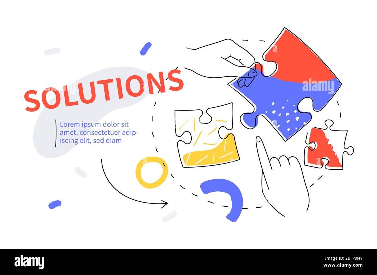 Solutions - colorful line design style web banner Stock Vector Image ...