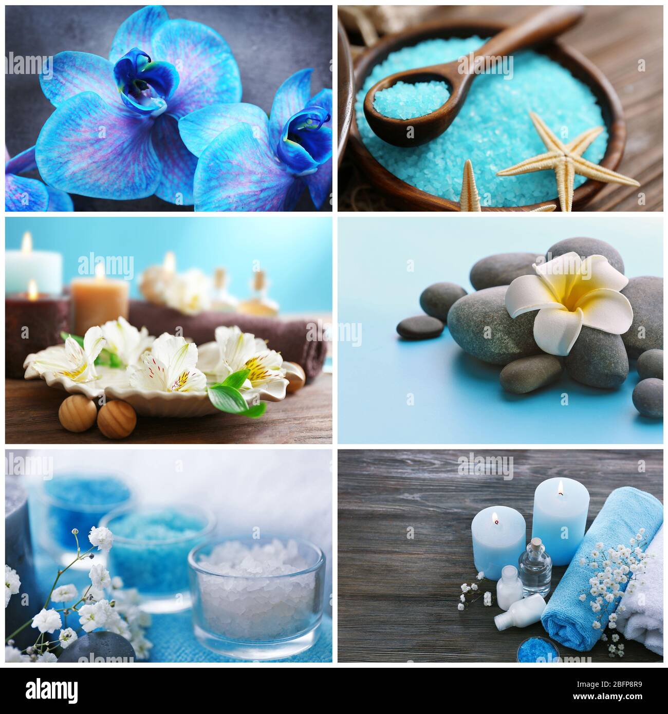 Collage of beautiful spa compositions. SPA treatment concept Stock ...