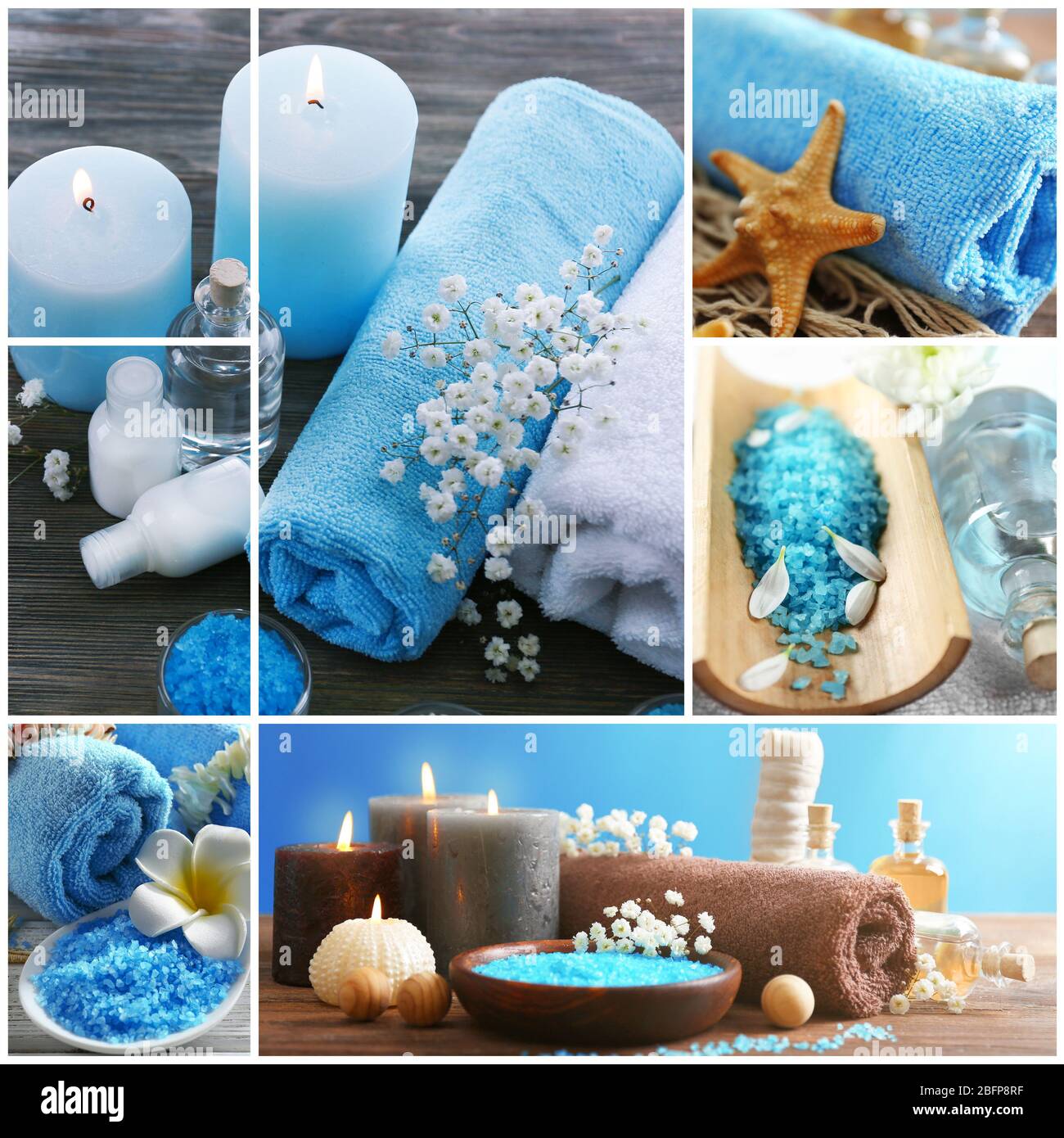 Collage of beautiful spa compositions. SPA treatment concept Stock ...