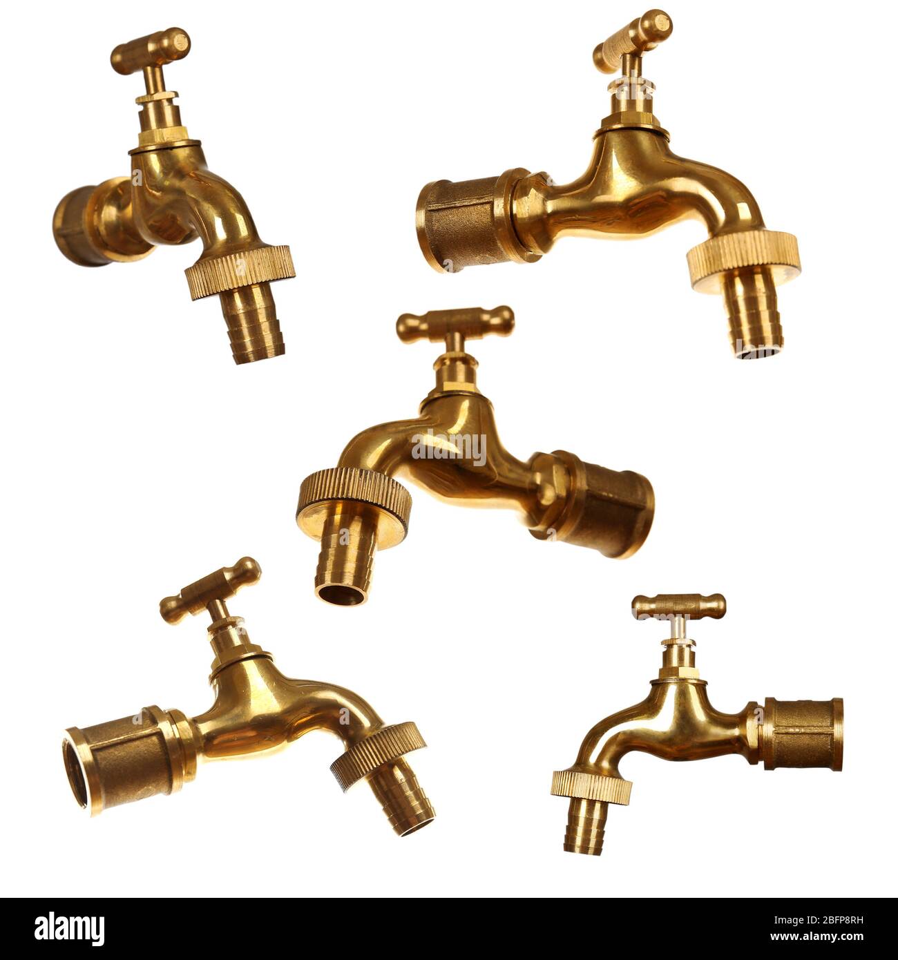 Collage of water faucets on white background Stock Photo - Alamy