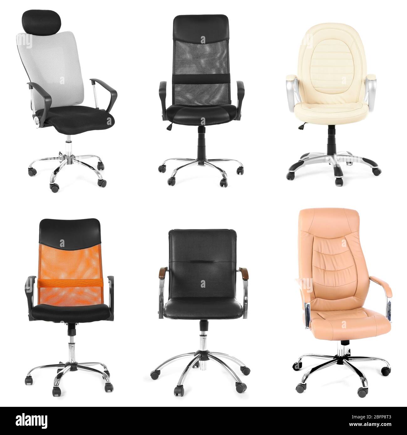 Collage of different office chairs on white background Stock Photo - Alamy