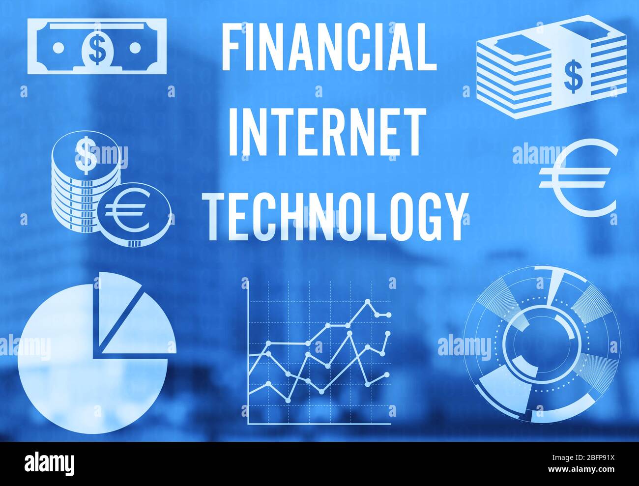 Financial internet technology concept. Graphic and diagram on blurred ...