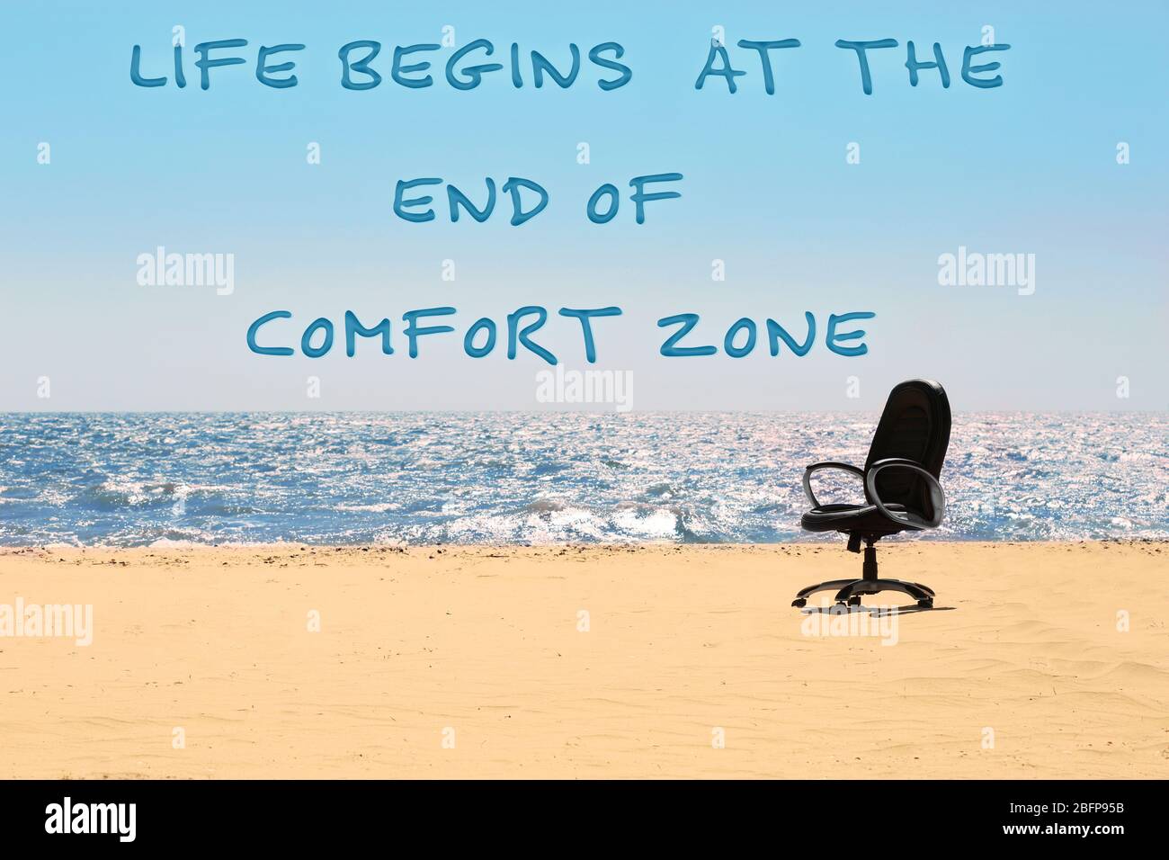 Comfort zone concept. An office chair on the beach Stock Photo - Alamy