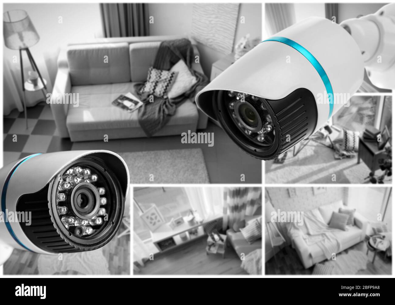 Security CCTV camera in home. Home security system concept Stock Photo ...