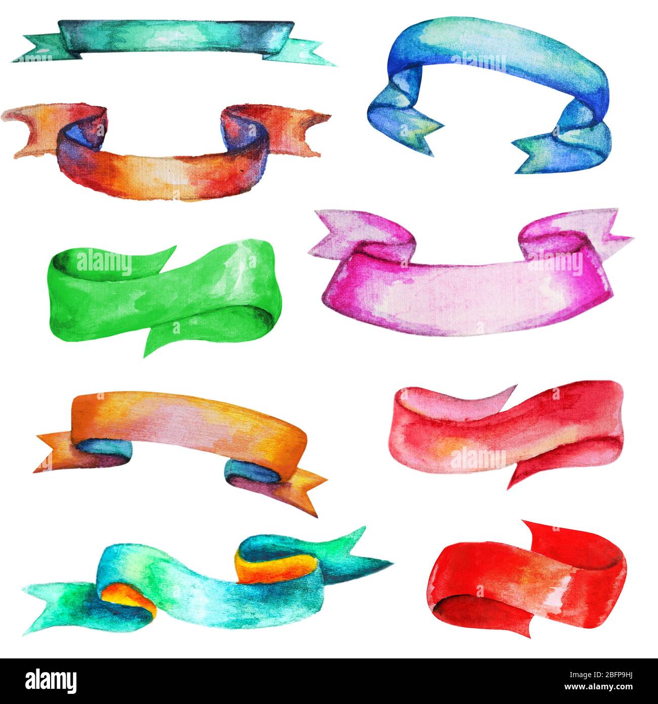 Set of colorful ribbons on white background Stock Photo - Alamy