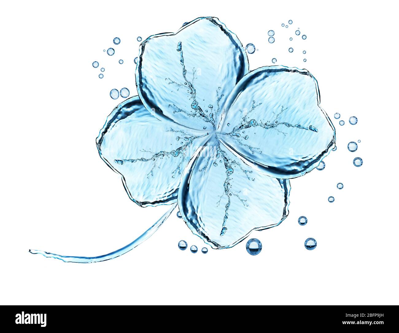 Water pattern of clover leaf on white background Stock Photo - Alamy