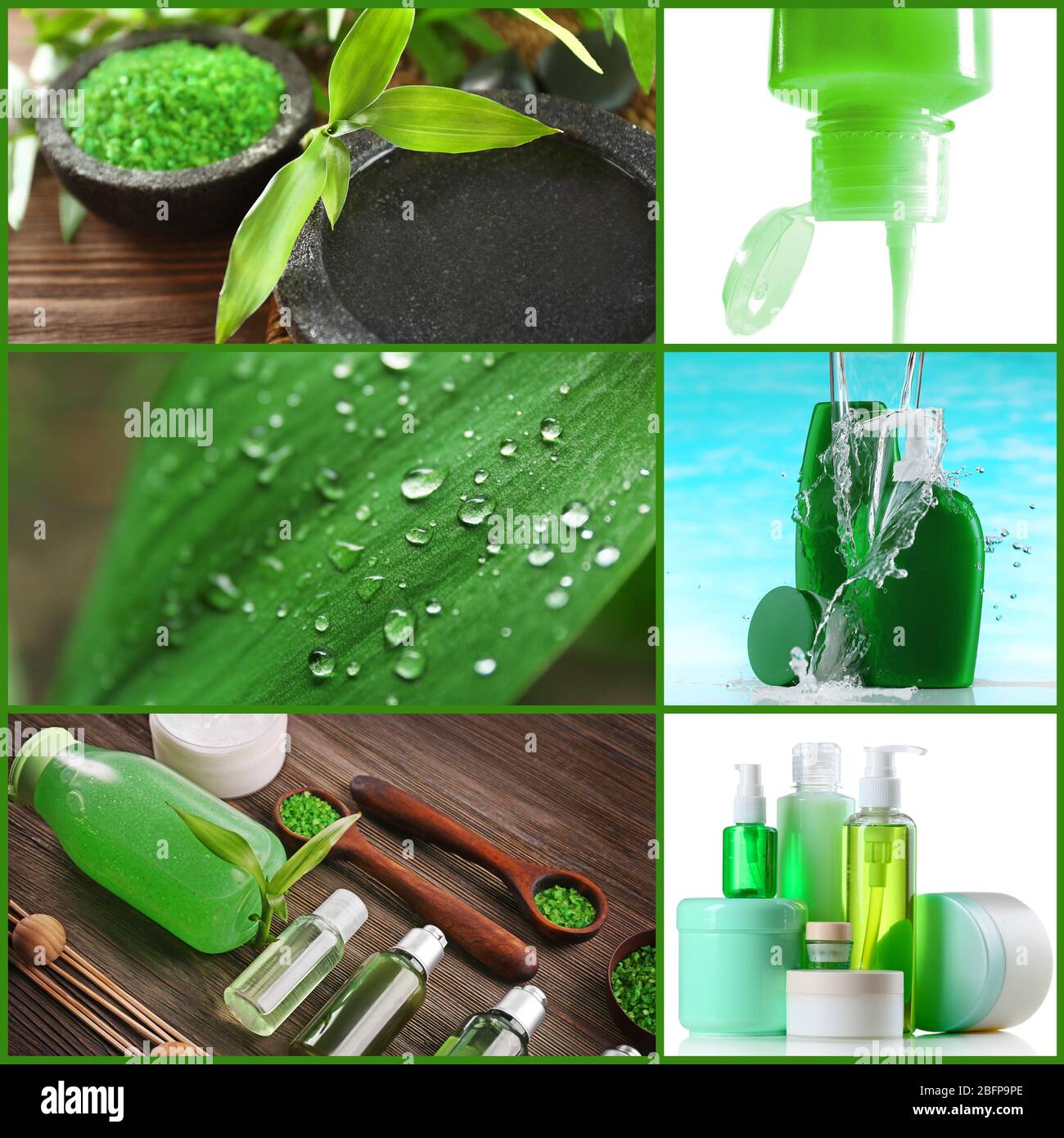 Collage of cosmetic products and spa compositions. Beauty treatment ...