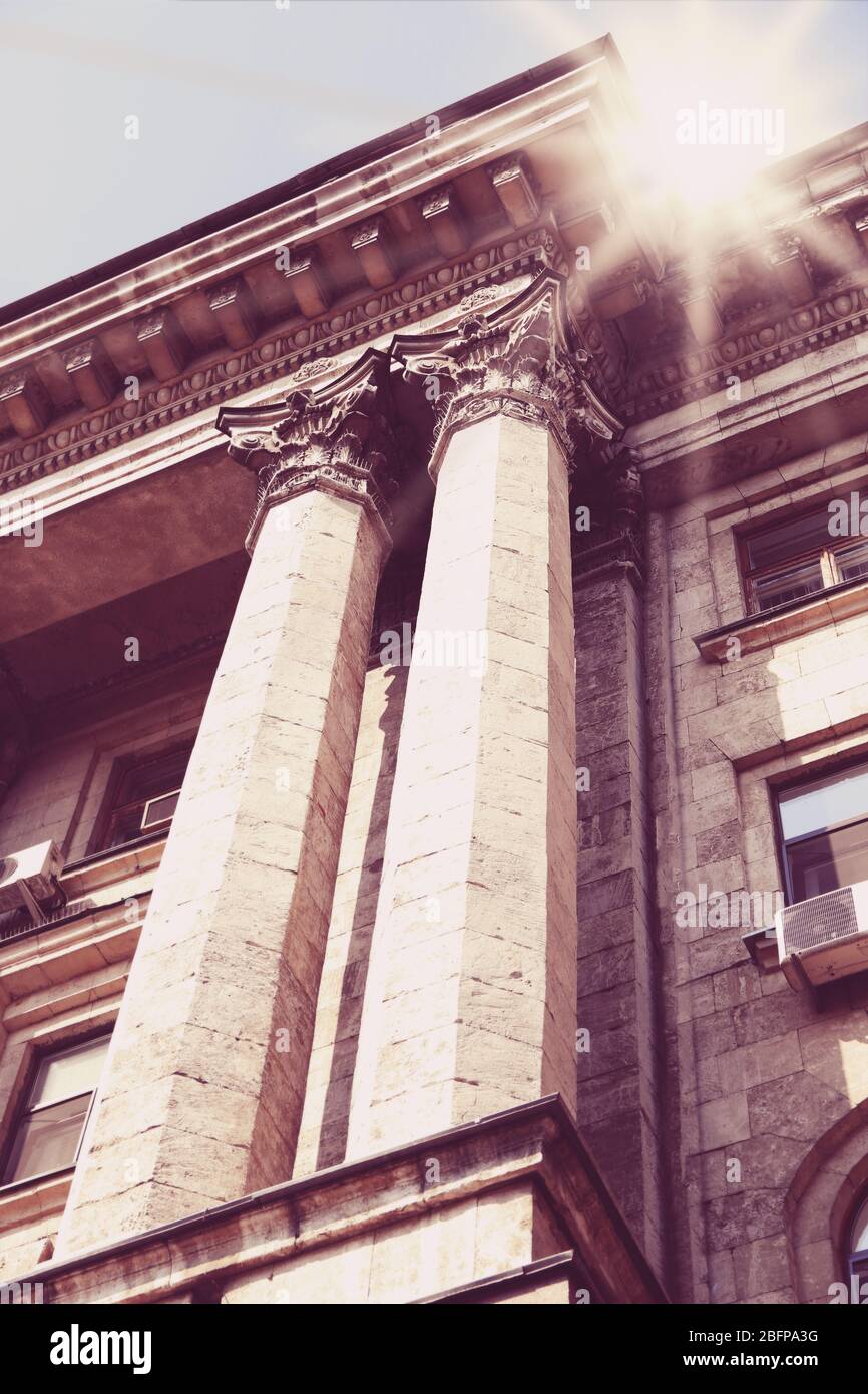 Pillars of courthouse in retro style Stock Photo - Alamy