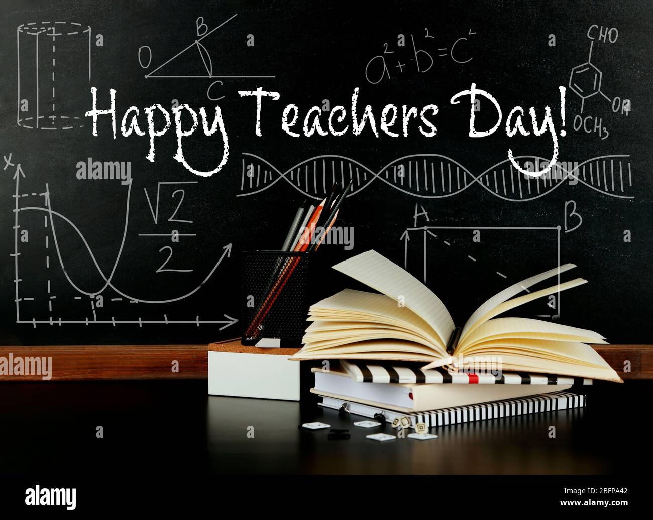 Teachers day concept. Text on chalkboard Stock Photo - Alamy