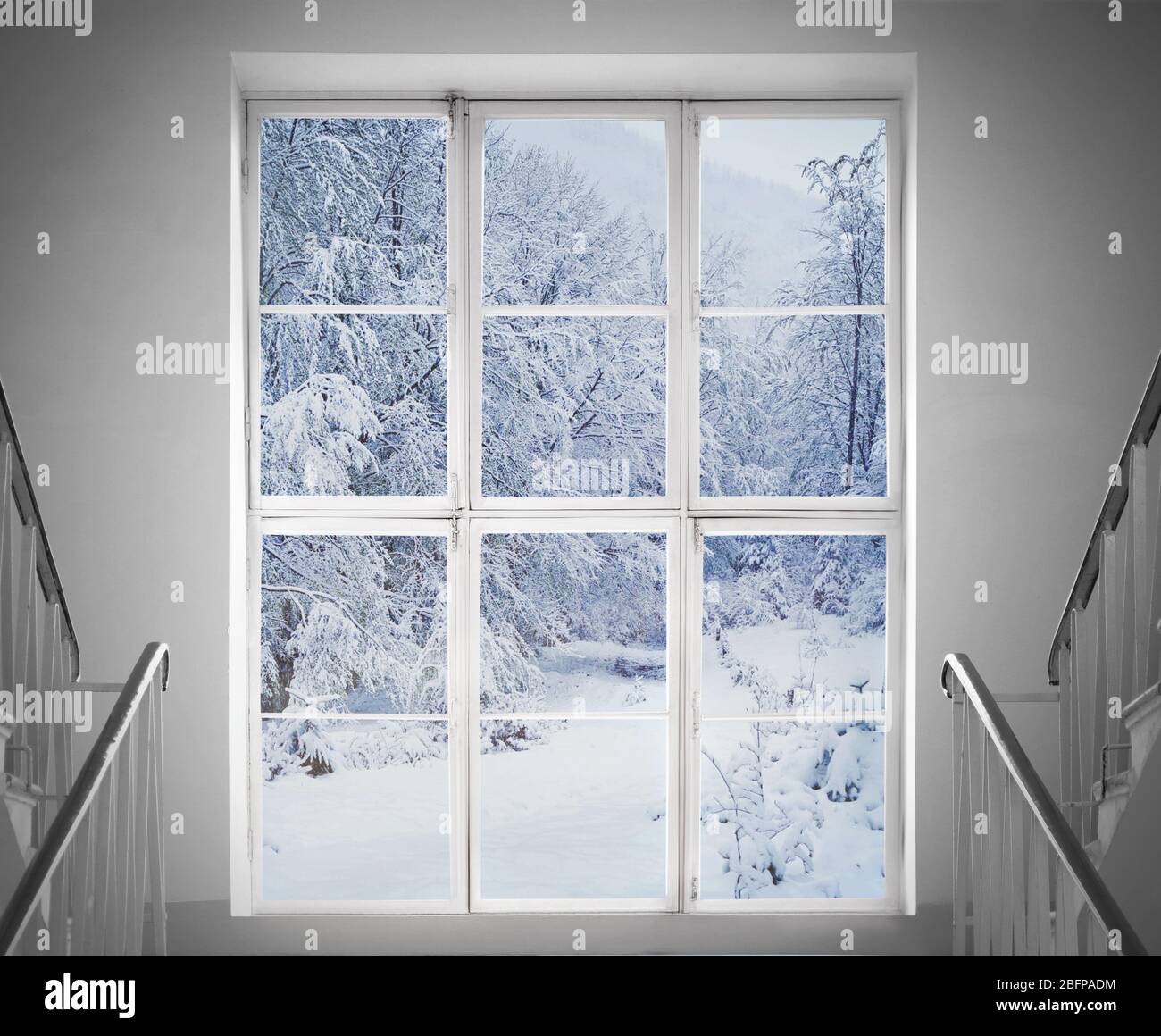 Modern wooden window with frost hi-res stock photography and images - Alamy