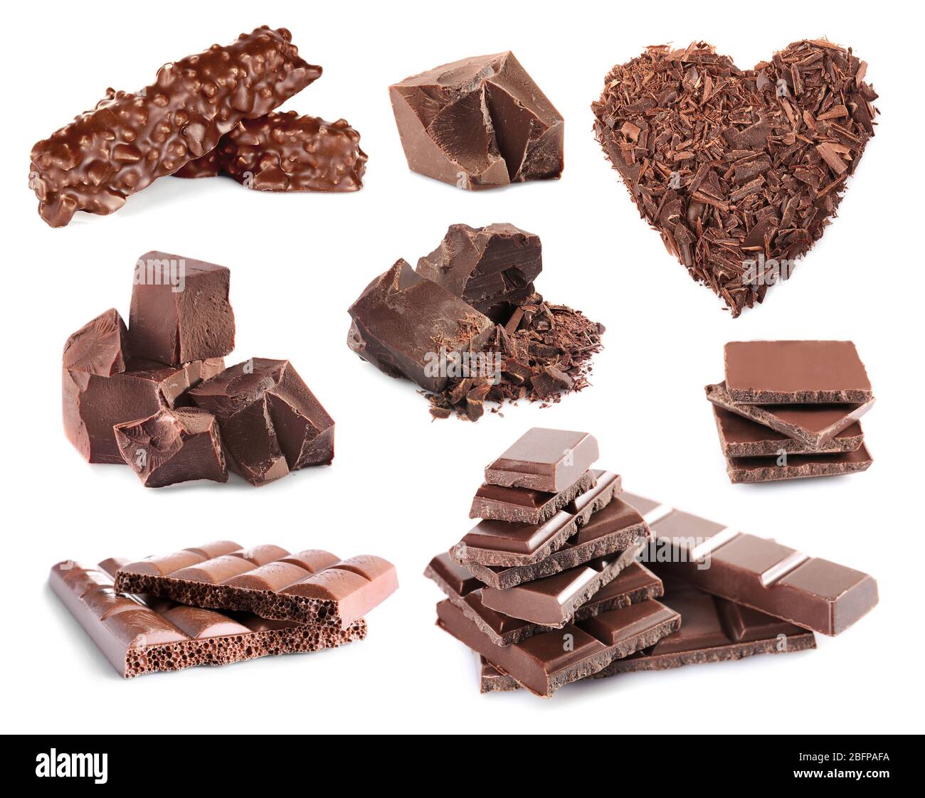 Collage of delicious chocolate on white background Stock Photo - Alamy