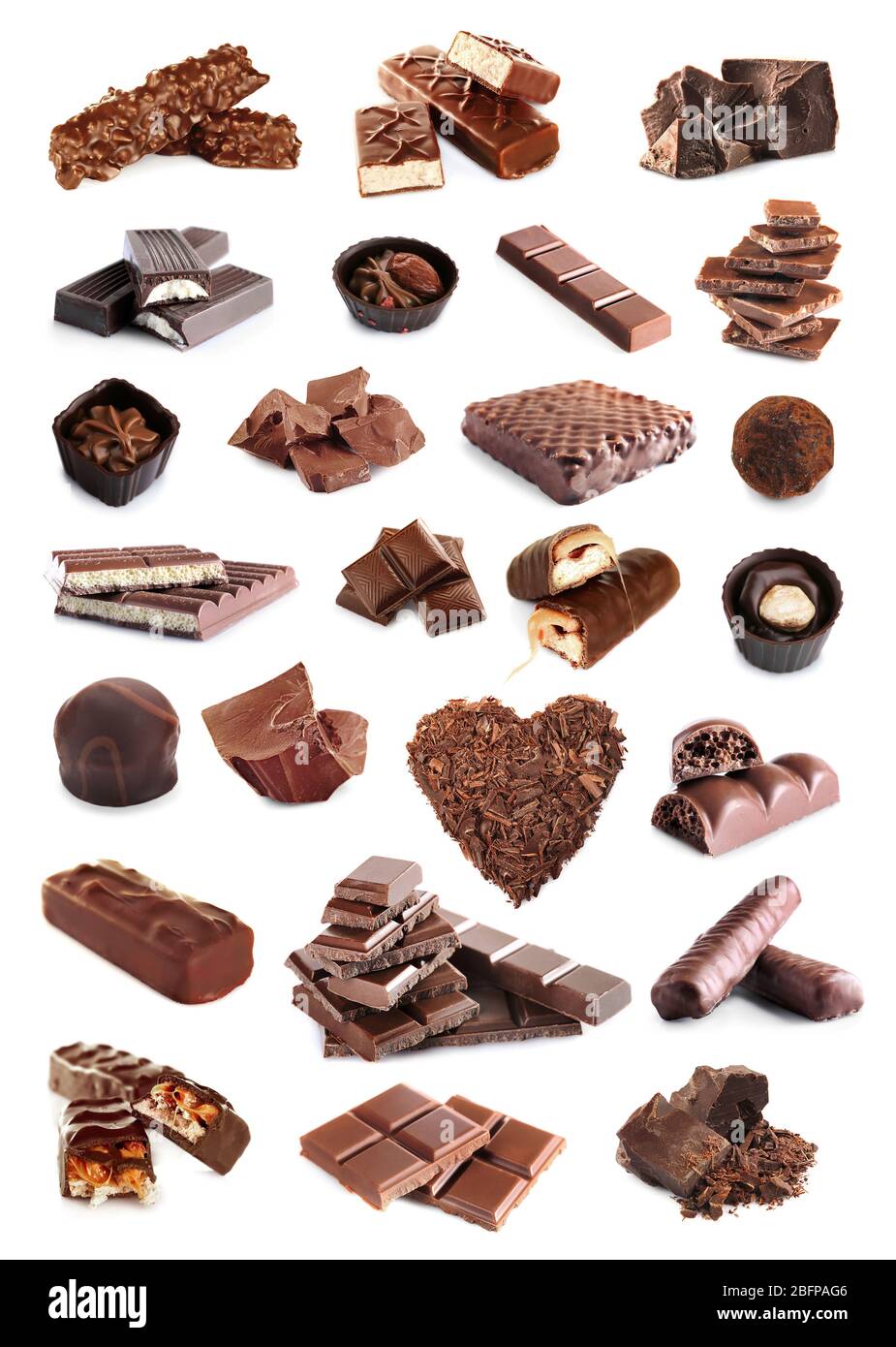 Collage of delicious chocolate on white background Stock Photo - Alamy