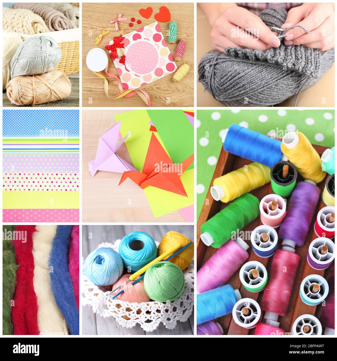 Collage of different hand crafts. Hobby concept Stock Photo - Alamy