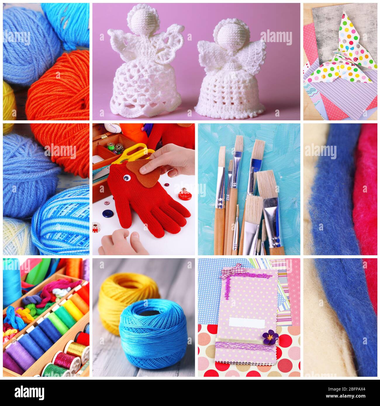 Collage of different hand crafts. Hobby concept Stock Photo - Alamy