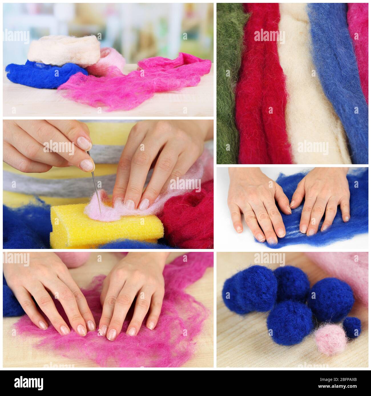 Felting wool collage. Hobby and handicraft concept Stock Photo - Alamy
