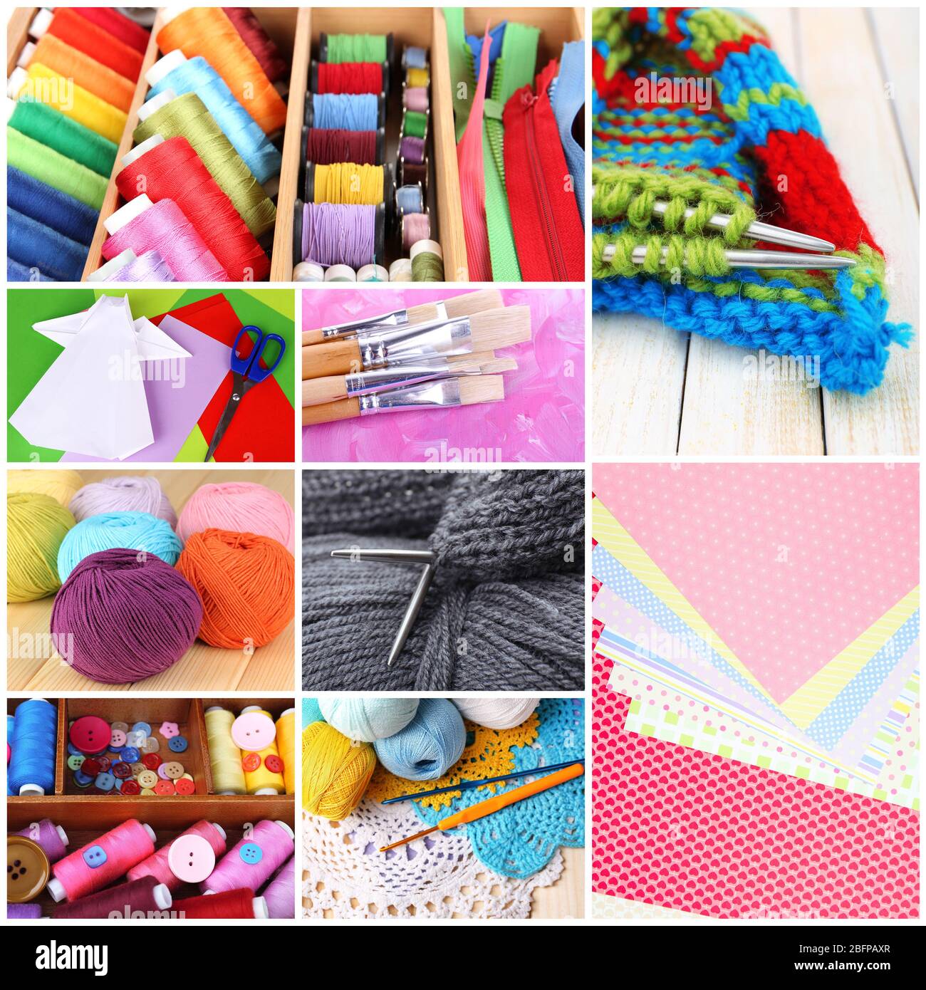 Collage of different hand crafts. Hobby concept Stock Photo - Alamy