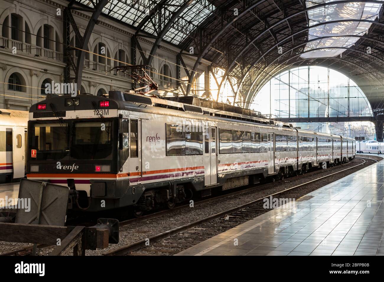 BARCELONA, SPAIN - 13 JANUARY 2018: Morning French Station Barcelona ...