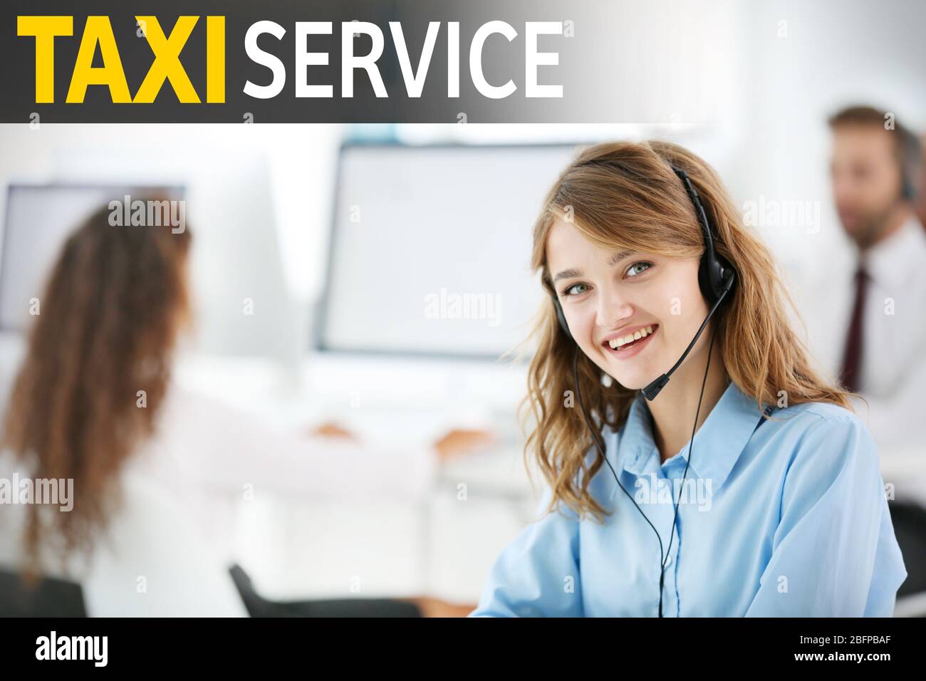 Call center operators of taxi service Stock Photo - Alamy