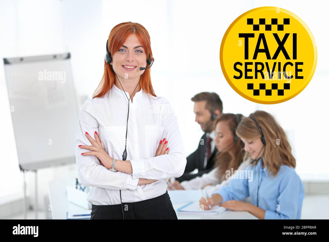 Call center operators of taxi service Stock Photo - Alamy
