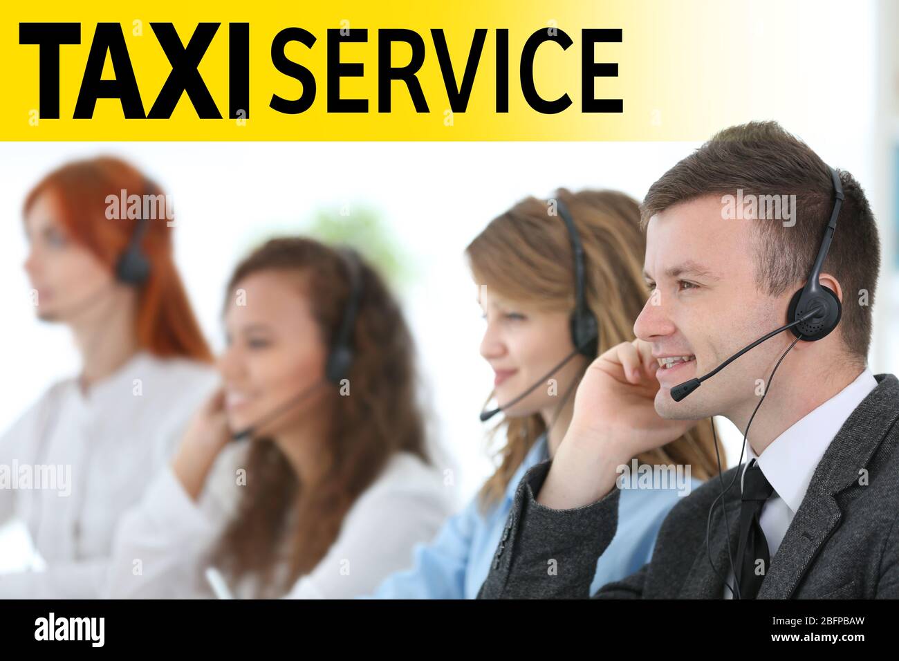 Call center operators of taxi service Stock Photo - Alamy