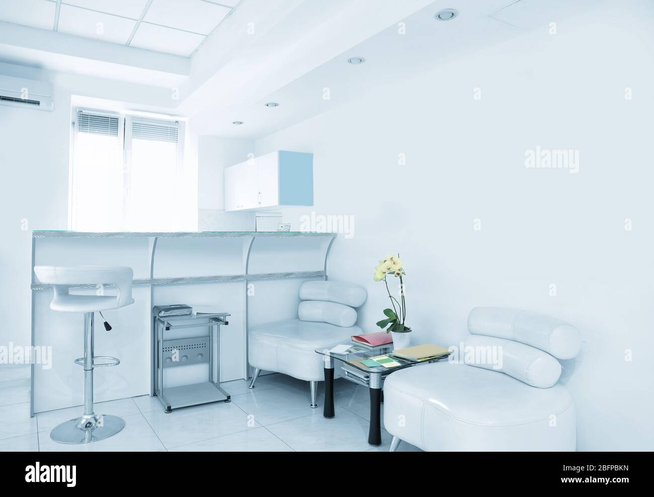 Reception in modern beauty salon Stock Photo - Alamy