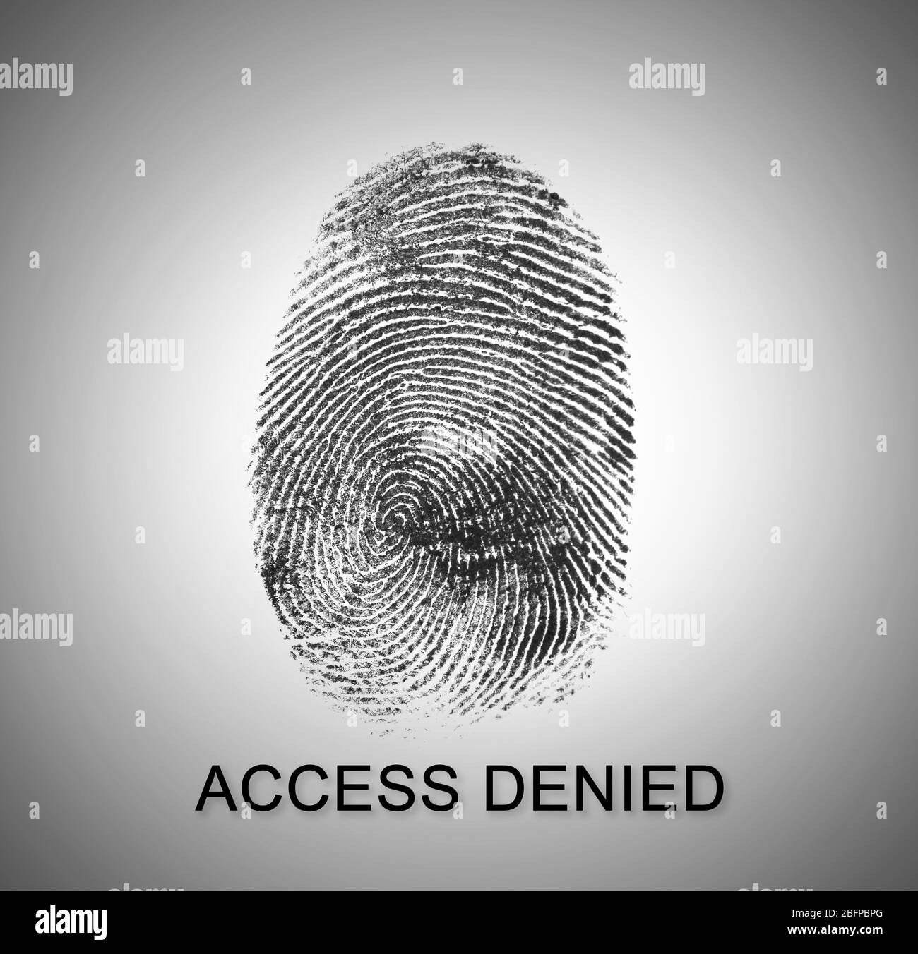 Fingerprint and text ACCESS DENIED on color background. Individuality ...