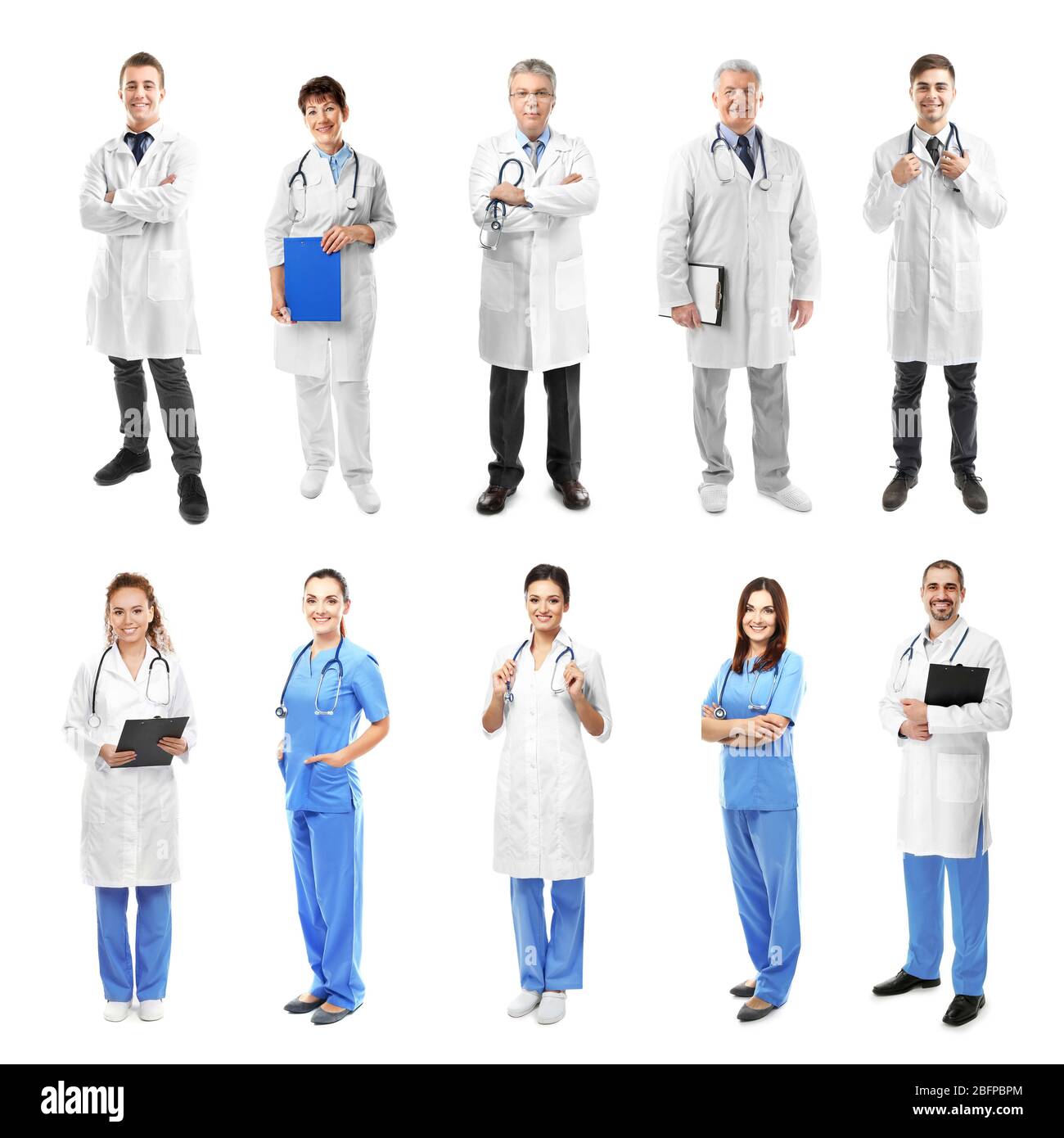 Different medical staff on white background Stock Photo - Alamy